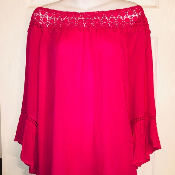 Tops | Plus Size Hot Pink Peasant Top | Poshmark